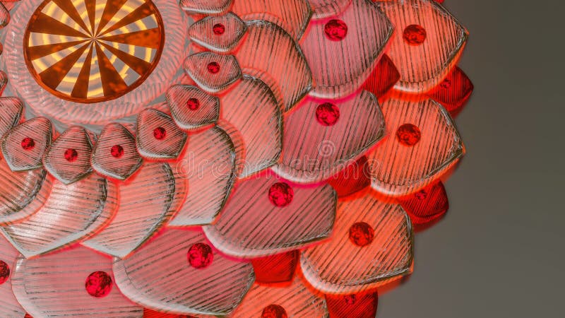 Metallic Mandala Pattern with Red Glow. Abstract Three-dimensional ...