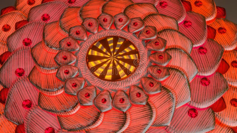 Metallic Mandala Pattern with Red Glow. Abstract Three-dimensional ...