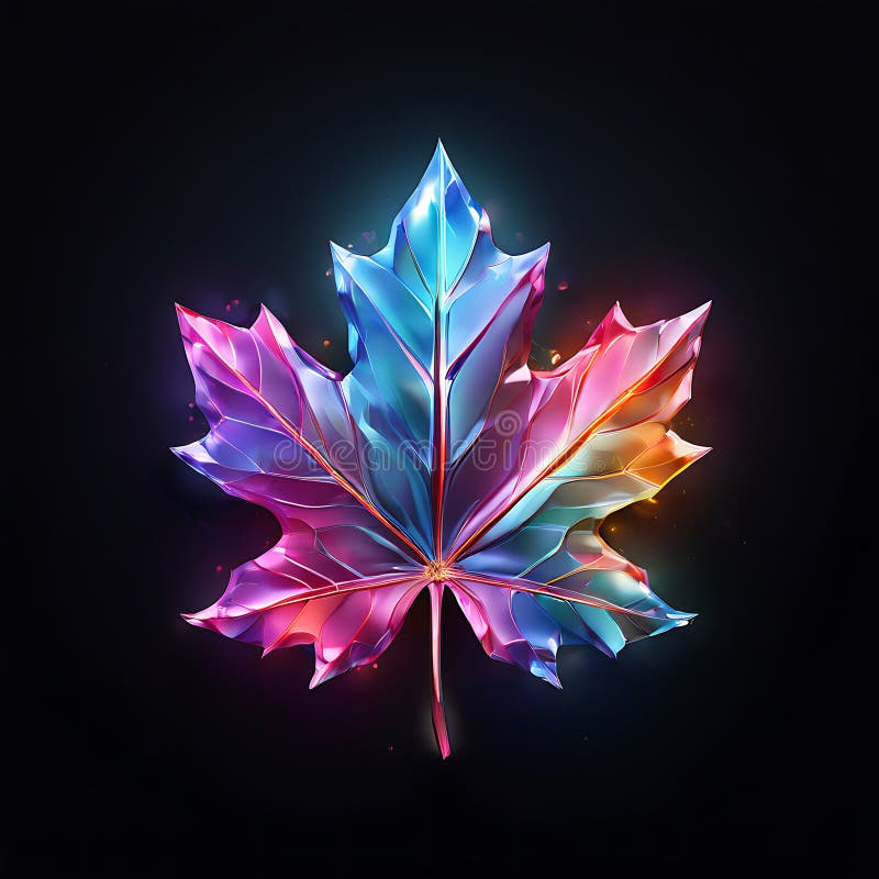 Metallic Maple Leaf on Black Background Stock Illustration ...