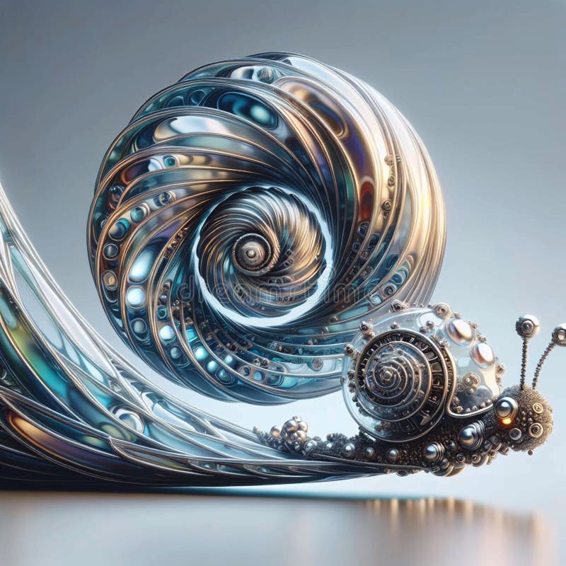 A Metallic, Mechanical Snail with a Clockwork Shell. Stock Illustration ...