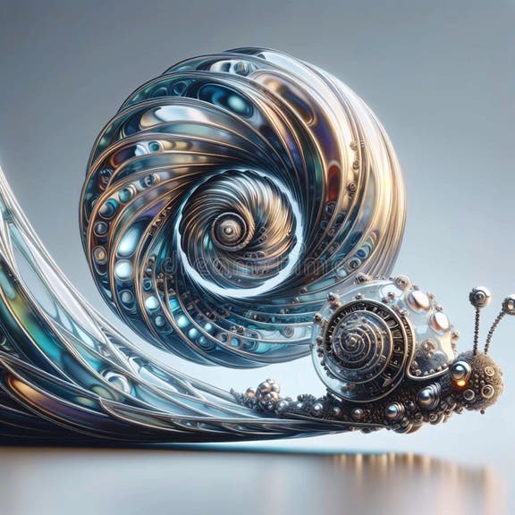 A Metallic, Mechanical Snail with a Clockwork Shell. Stock Illustration ...