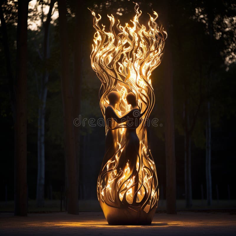 Metallic Melody: Glistening Sculptures Singing the Song of Fire Stock ...