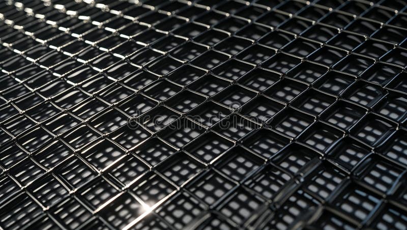 Metallic Mesh in Black with Fine Grid and Diagonal Light Reflections on ...
