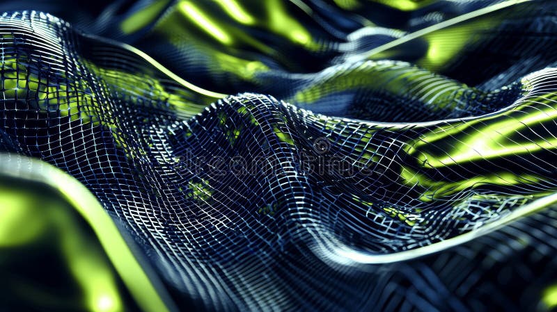 Metallic Mesh with a Grid Pattern is Forming a Wavy Surface ...