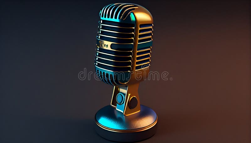Metallic Microphone on Stage for Broadcasting Performance ,generative ...