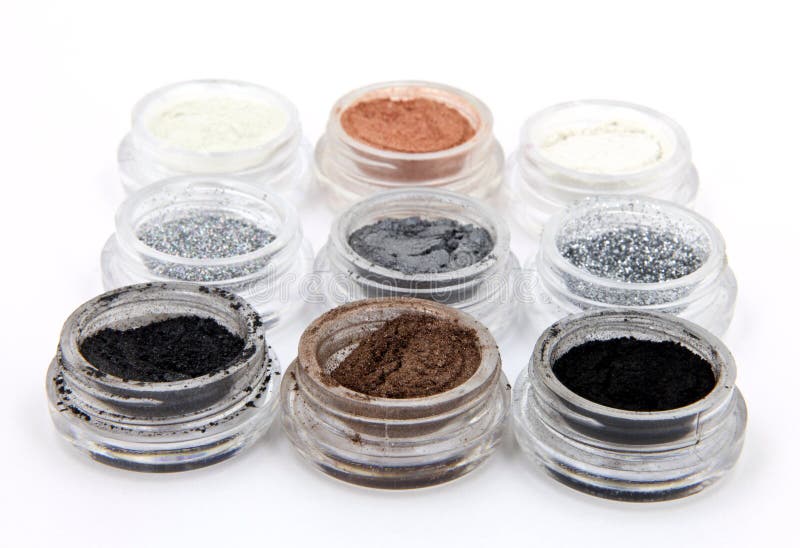 Metallic Mineral Powder Cosmetics Stock Photo - Image of silver ...