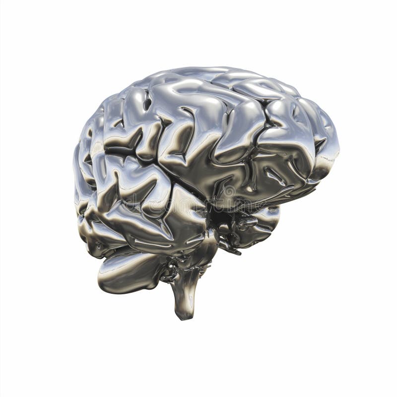 Metallic Model Of Human Brain Stock Illustration - Illustration of ...