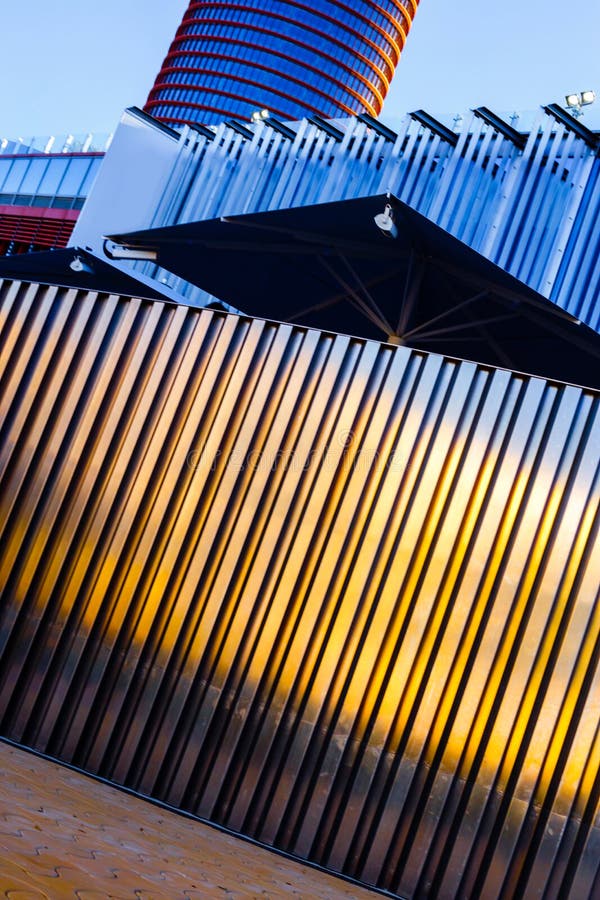 Metallic Modern Architecture with Sun Reflection. Stock Photo - Image ...