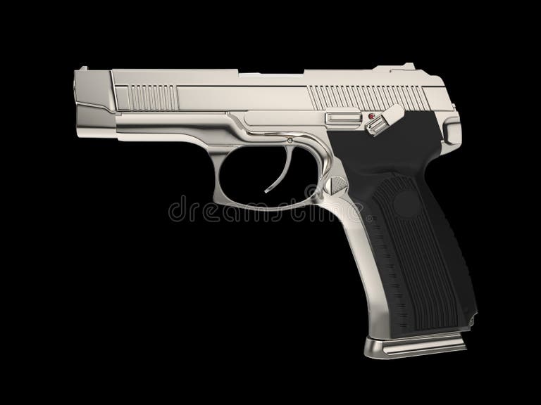 Metallic Modern Tactical Hand Gun - Side View Stock Illustration ...