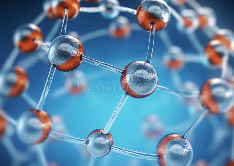 Metallic Molecular Model on Blue Background AI Generated Stock ...