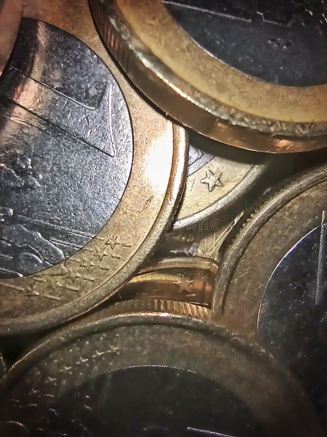 Metallic Money Coins. Mountain of Euros Stock Photo - Image of coins ...