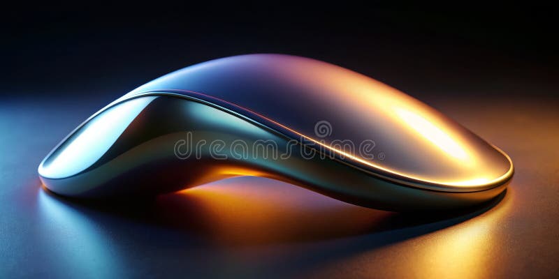 Metallic Mouse 3D Render, Curved Design, Warm Lighting Stock ...