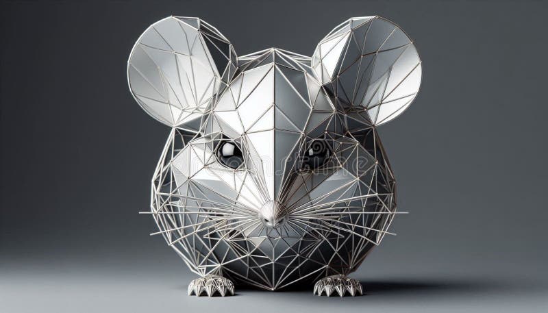 Metallic Mouse on a Gray Background. 3D Illustration Stock Illustration ...