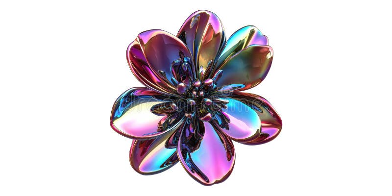 Metallic Multicolored Flower Sculpture Isolated on Transparent ...