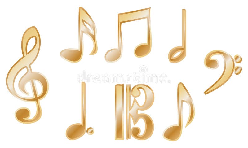 Metallic Music Note 3D. Icon Isolated on White Stock Illustration ...