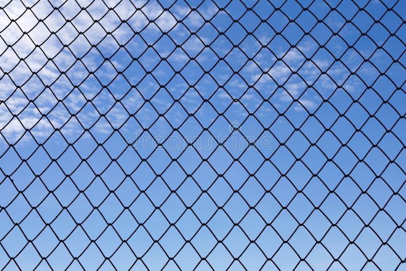 Metallic Net with Blue Sky Background Stock Image - Image of fence ...