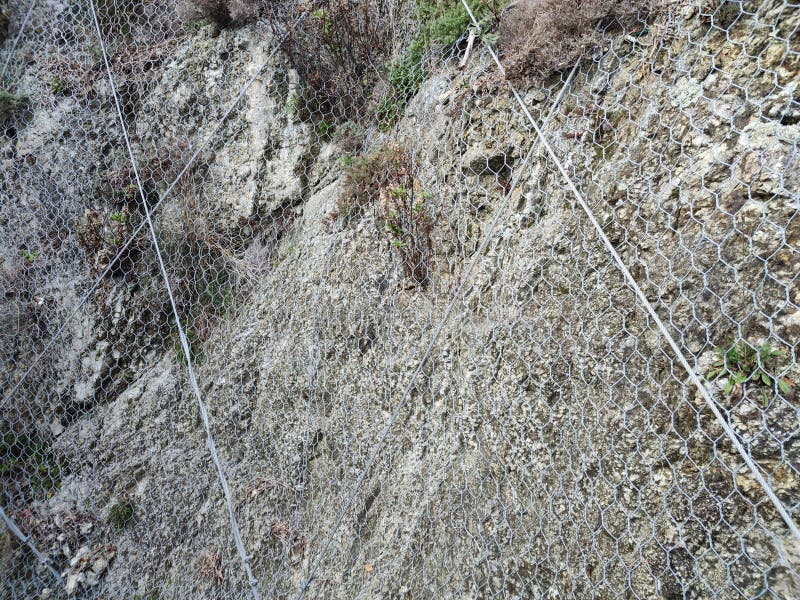 Metallic Net Holding for Hanging Rocks Falling Protection Stock Image ...
