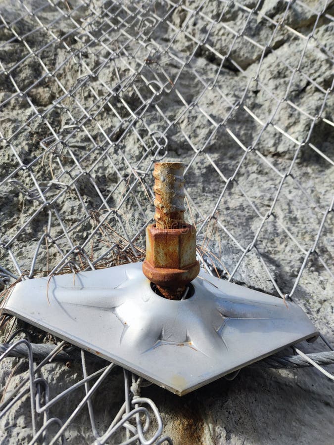 Metallic Net Holding for Hanging Rocks Falling Protection Stock Image ...