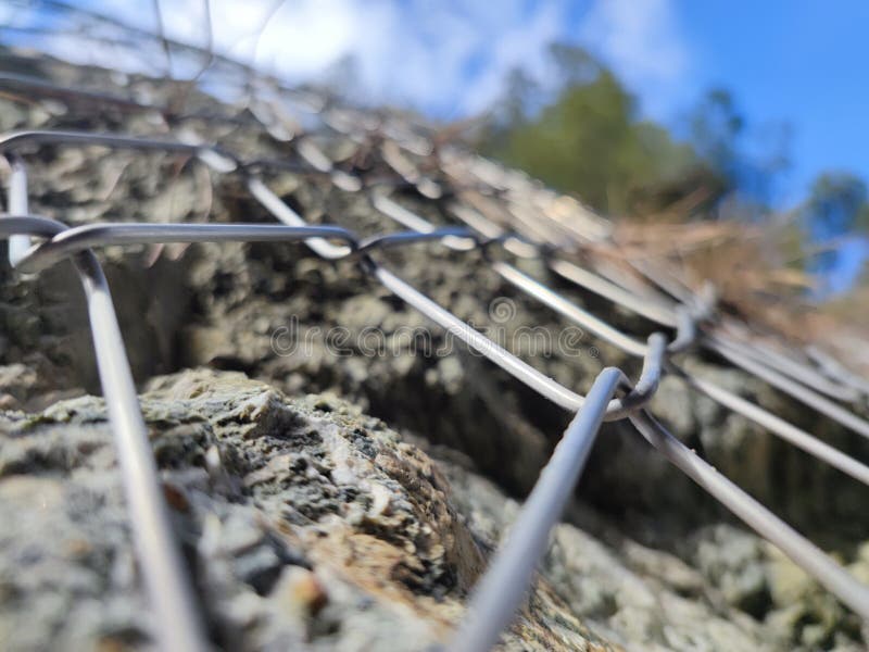 Metallic Net Holding for Hanging Rocks Falling Protection Stock Photo ...