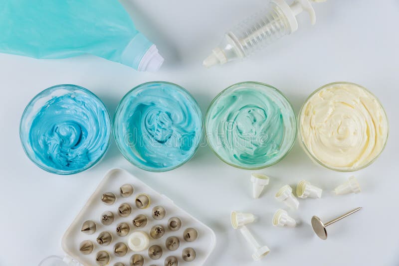 Metallic Nozzles with Decoration Bag and Icing Stock Photo - Image of ...