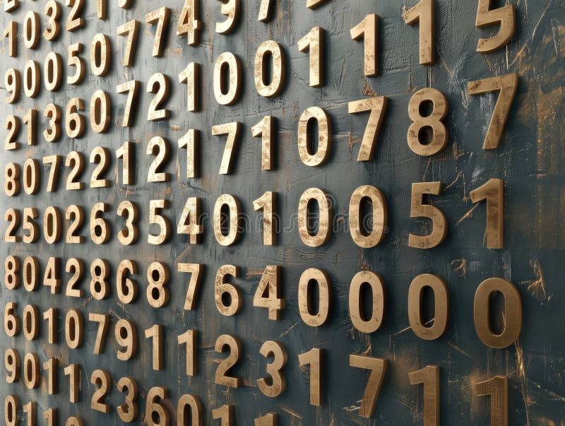 Metallic Number Arrangement on Textured Wall Stock Illustration ...