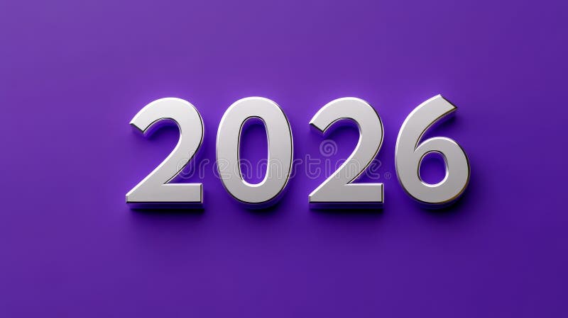 Metallic 2026 Number a Bold 3D Rendered Representation of the Future on ...