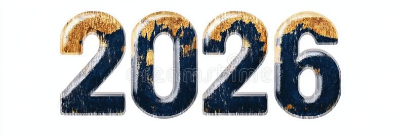 Metallic Number 2026, 3D Illustration Isolated on a White Background ...
