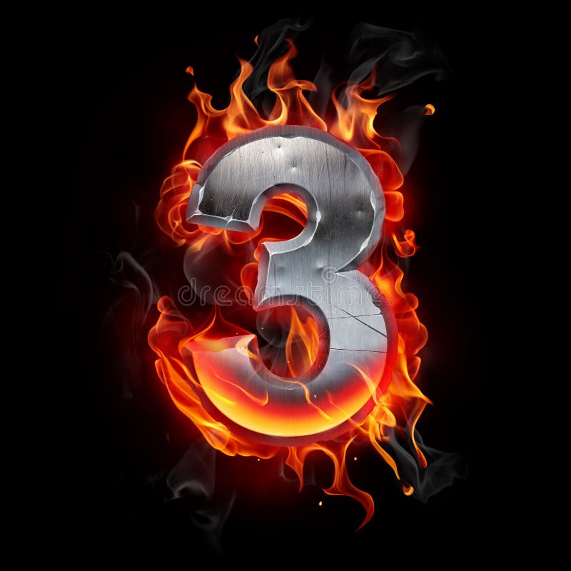 Fire Metal Number Isolated on Black Background Stock Illustration ...