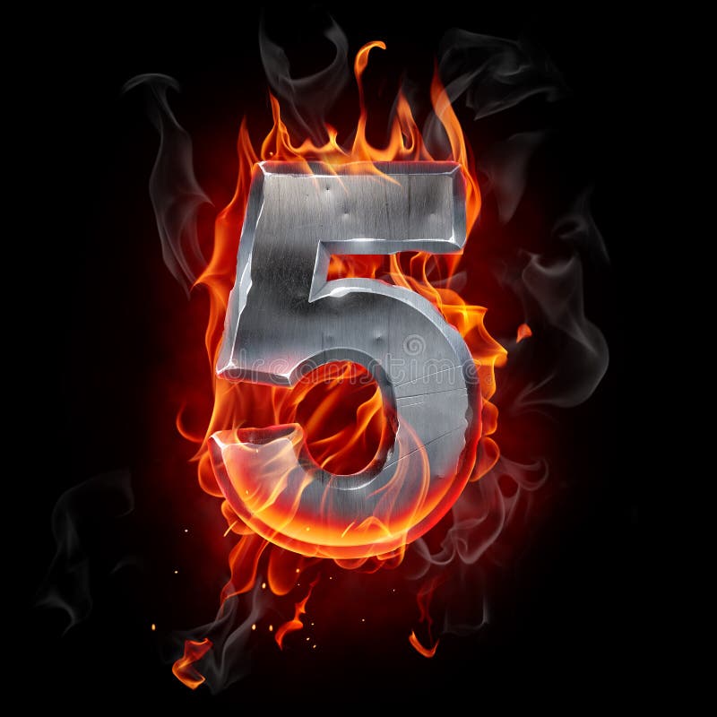 Fire Number Isolated on Black Background Stock Illustration ...