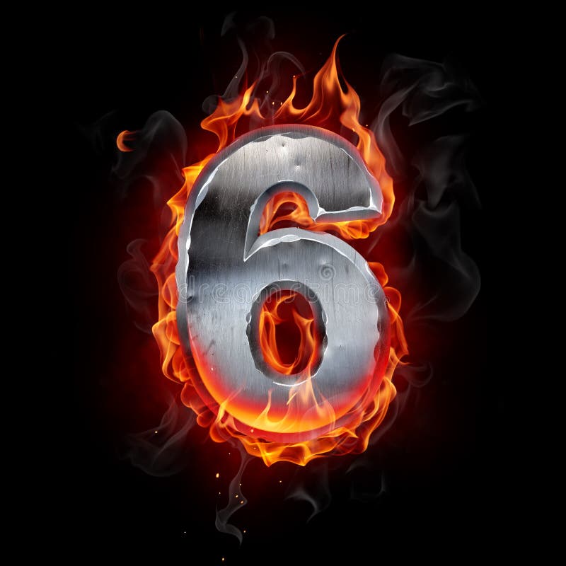Fire Metal Number Isolated on Black Background Stock Illustration ...