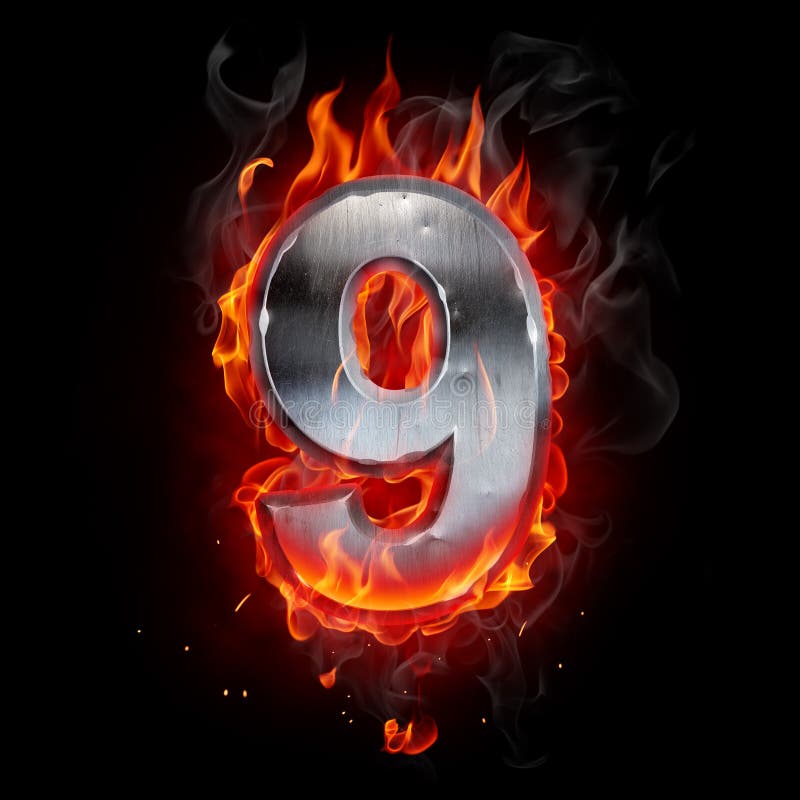 Fire Number Isolated on Black Background Stock Illustration ...