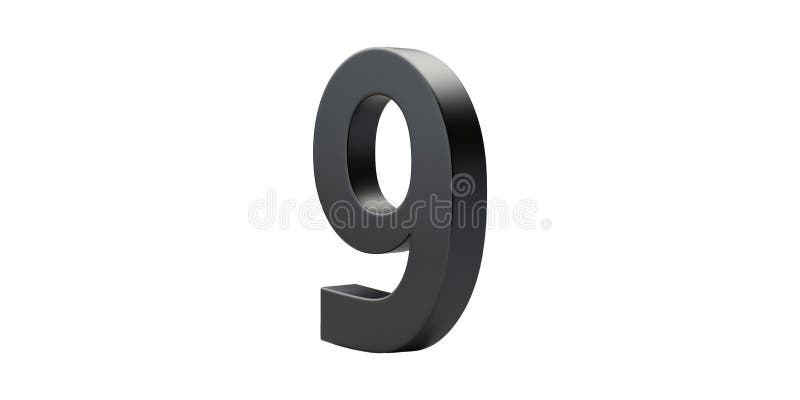 Metallic Number Nine Digit Isolated on Transparent Background Stock ...