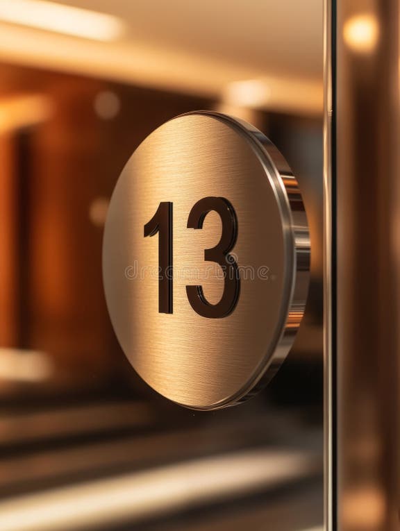 Metallic Number 13 Sign in an Elevator Lobby. Stock Photo - Image of ...