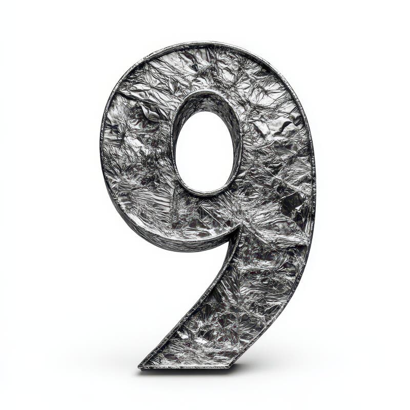 A Metallic Number 9 with a Textured Surface, Possibly for Design or ...