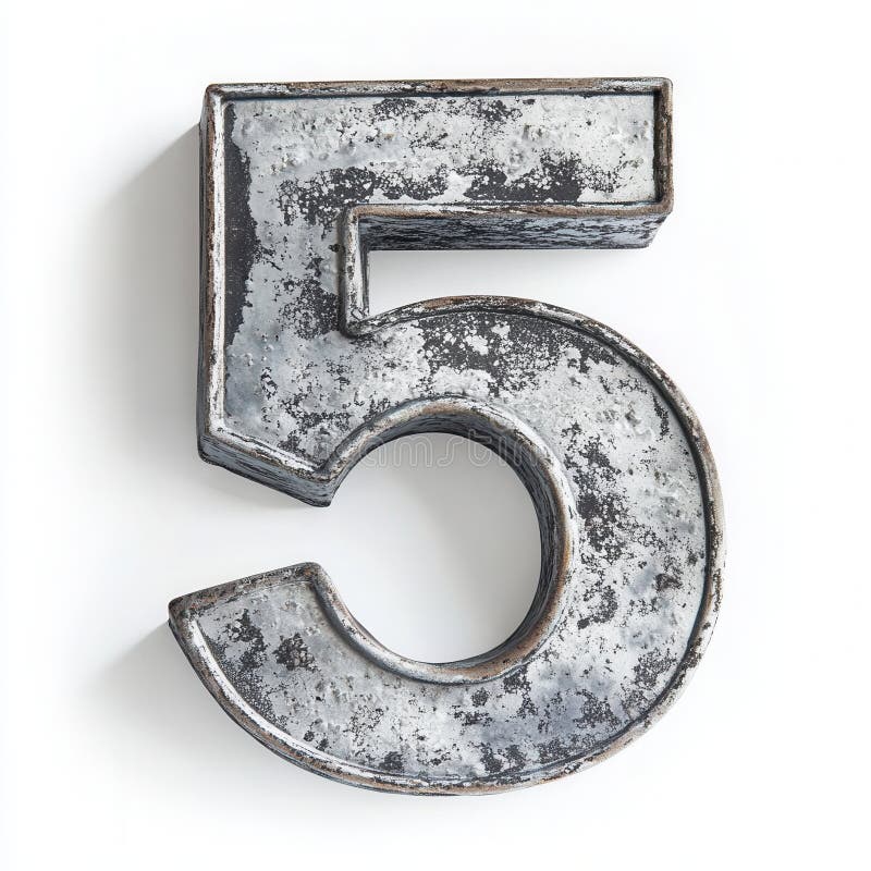 A Metallic Number 5 with a Weathered Finish, Likely Used for Decoration ...