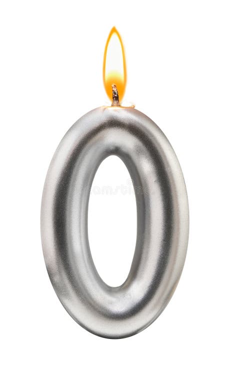 Metallic Number Zero Candle with Flame Stock Photo - Image of flame ...