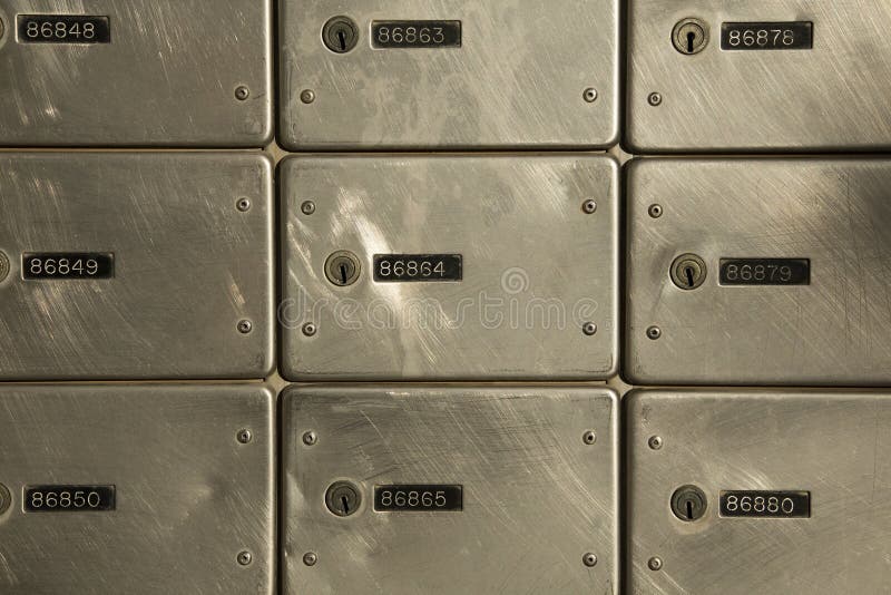 Metallic Numbered Mailboxes Stock Image - Image of locker ...