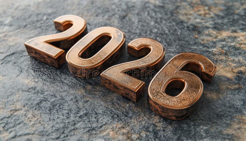 Metallic 2026 Numbers Against a Textured Background with Dramatic ...