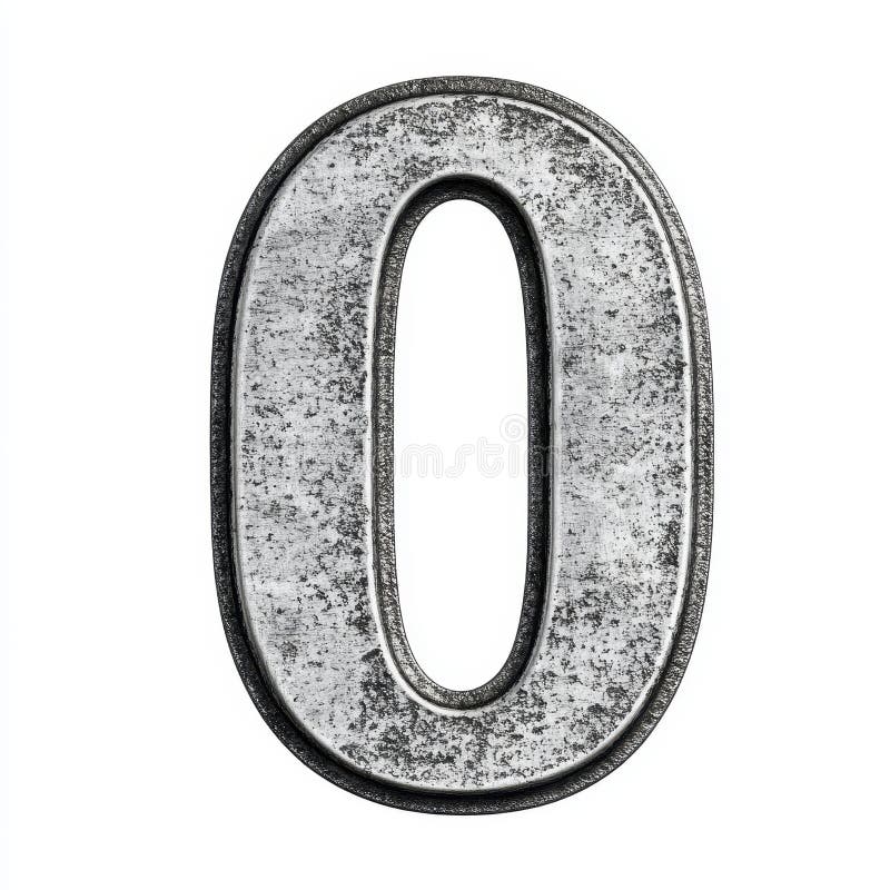 A Metallic Numeral Zero with a Worn Texture, Suitable for Design or ...