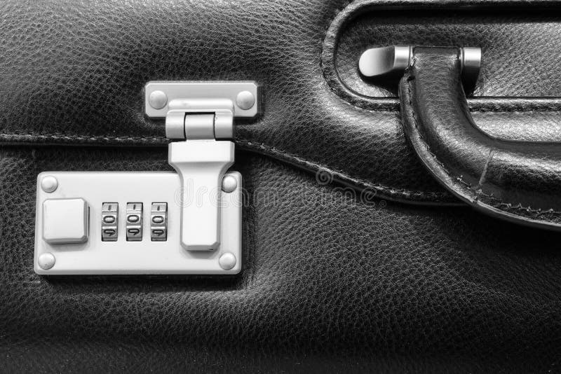Metallic Numerical Lock of a Black Leather Briefcase Stock Image ...