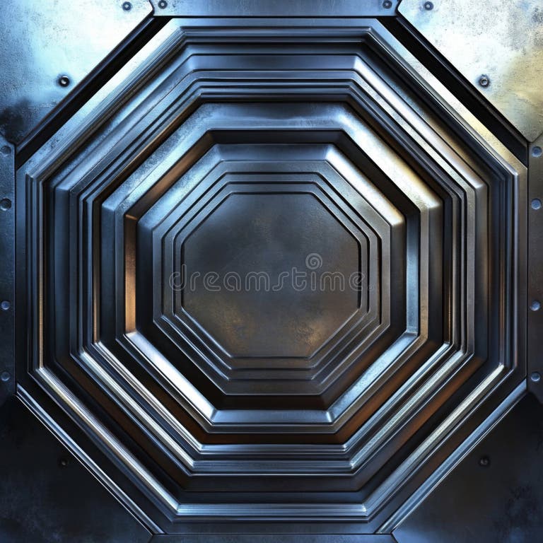 Metallic Octagonal Panel with Recessed Design Stock Illustration ...