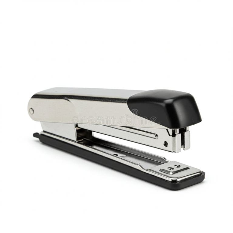 Metallic Office Stapler with a Black Plastic Top and Handle ...