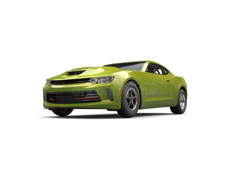 Metallic Olive Green Modern Fast Car - Front View Stock Illustration ...