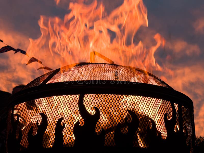 Flames from Metallic Open Chiminea Stock Image - Image of campfire ...