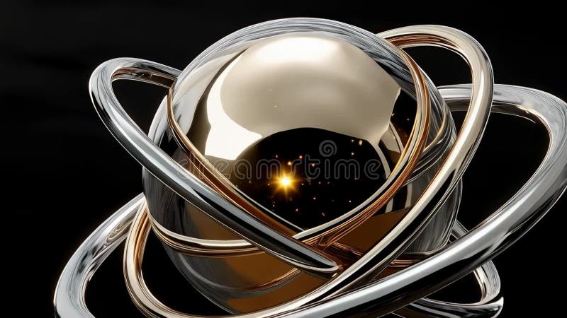 Metallic Orb with Interlaced Rings Stock Video - Video of shiny, luxury ...