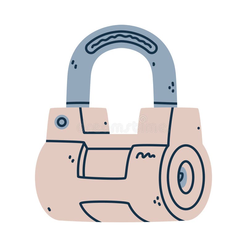 Metallic Padlock As Portable Lock with Shackle Vector Illustration ...