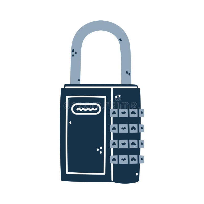 Metallic Padlock As Portable Lock with Shackle Vector Illustration ...
