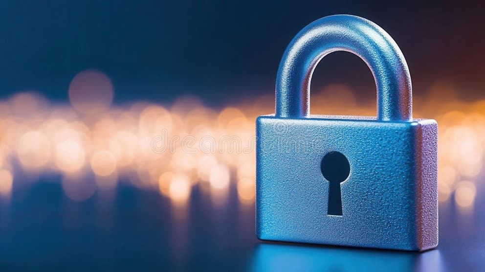 Metallic Padlock Resting on Illuminated Fiber Optic Cables ...