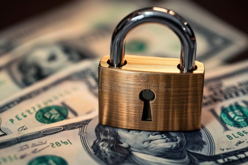 Lock Securing Money on a Surface with Hundred Dollar Bills in the ...