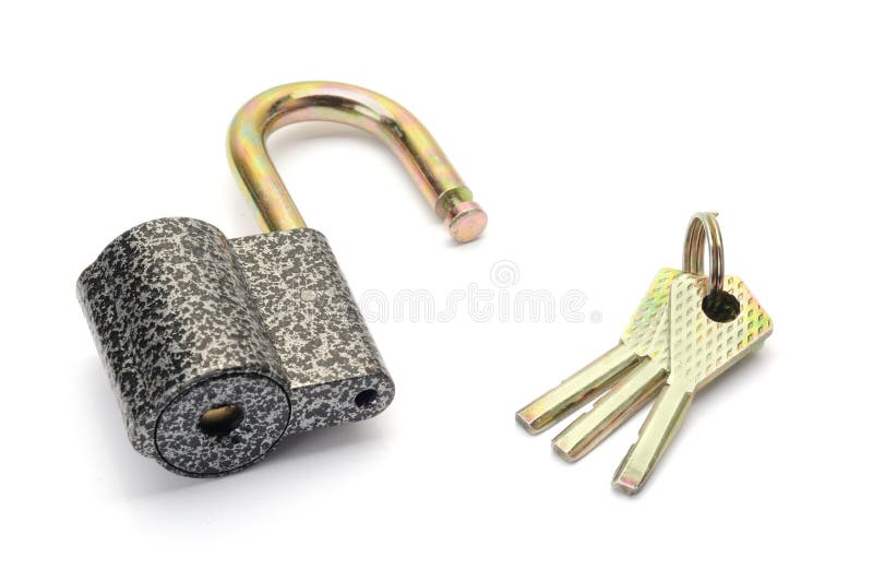 Metallic Padlock with Three Keys Stock Image - Image of closeup, object ...